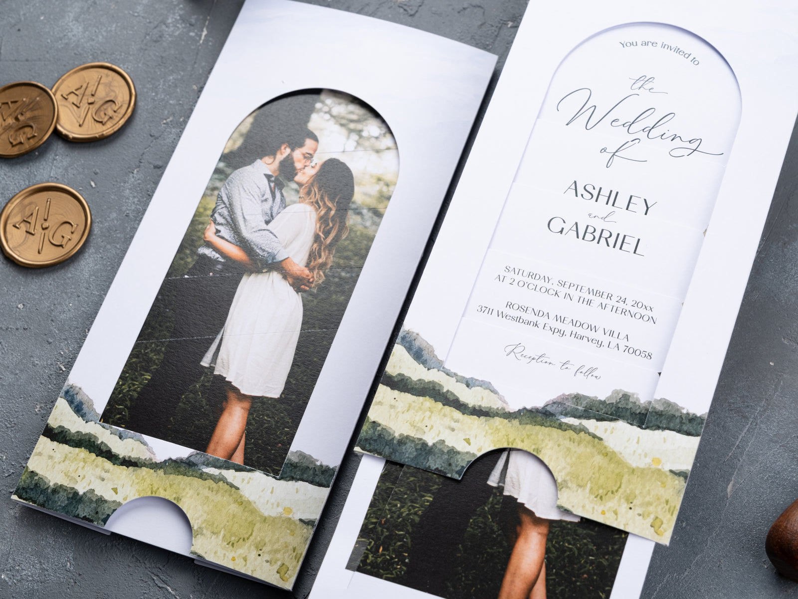 Sliding Wedding Invitations - Elegant Designs